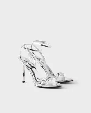 Prada Metallic Leather High-heeled Sandals - Silver