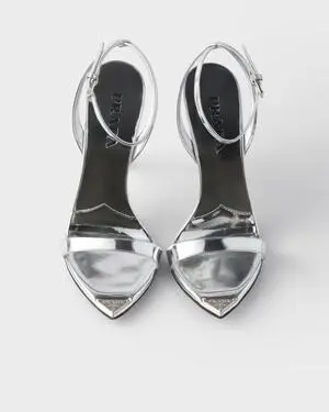 Prada Metallic Leather High-heeled Sandals - Silver