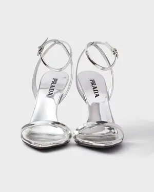 Prada Metallic Leather High-heeled Sandals - Silver