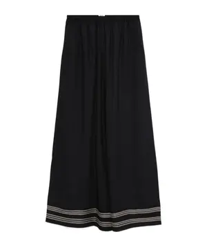 BODE Wide Leg Pants With Decorative Stitching - Black