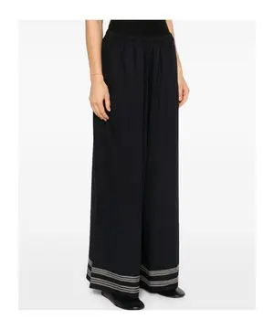 BODE Wide Leg Pants With Decorative Stitching - Black
