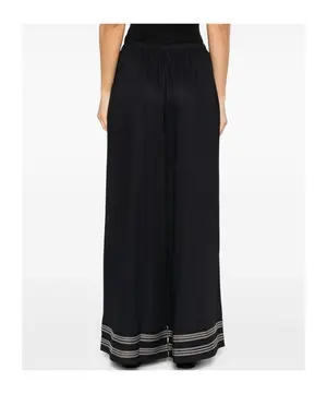 BODE Wide Leg Pants With Decorative Stitching - Black