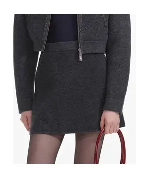 SELF-PORTRAIT Knit Mini Skirt With Elastic Waist And Pockets