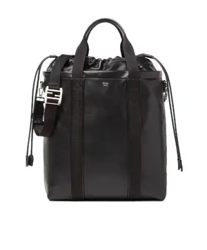 Fendi Flux Drawstring Tote Bag - Black