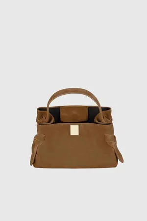 Yuzefi Gyoza Suede Cross Body Bag - Cognac