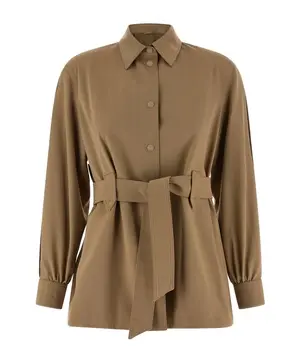 Max Mara Belted Fitted Jacket With Long Sleeves