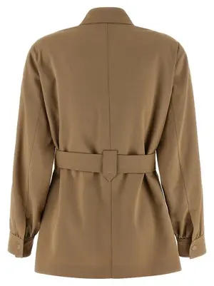 Max Mara Belted Fitted Jacket With Long Sleeves