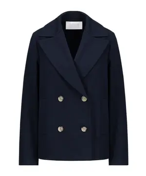 Harris Wharf London Double-breasted Peacoat - Navy