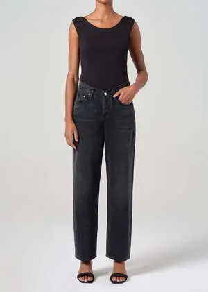 AGOLDE V-waist Baggy Straight Jeans - Black