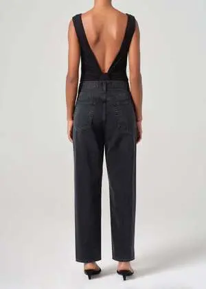 AGOLDE V-waist Baggy Straight Jeans - Black