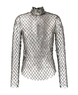 Isabel Marant Étoile High-neck Embellished Long-sleeved Blouse - Gray