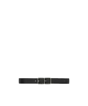 Saint Laurent Double Frame Belt In Lacquered Leather - Black