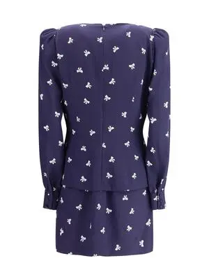 Alessandra Rich Long Sleeve Printed Dress