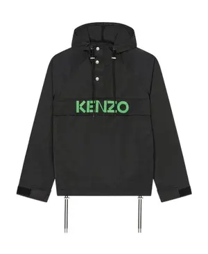Kenzo Logo Print Drawstring Hoodie - Black
