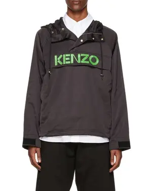 Kenzo Logo Print Drawstring Hoodie - Black