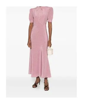 Alessandra Rich Polka Dot Satin Midi Dress