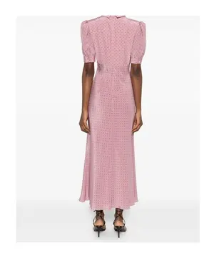 Alessandra Rich Polka Dot Satin Midi Dress