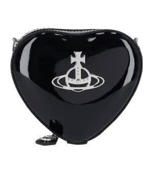 VIVIENNE WESTWOOD Heart Shoulder Bag With Metal Orb Logo - Black
