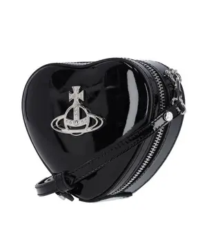 VIVIENNE WESTWOOD Heart Shoulder Bag With Metal Orb Logo - Black