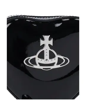 VIVIENNE WESTWOOD Heart Shoulder Bag With Metal Orb Logo - Black