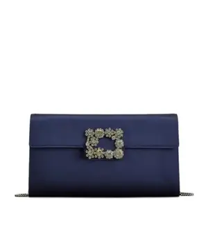 ROGER VIVIER Efflorescence Clutch In Satin - Blue