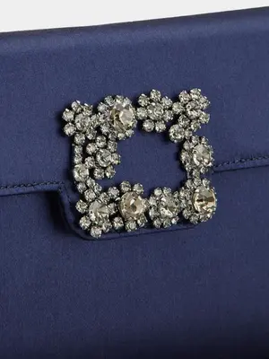 ROGER VIVIER Efflorescence Clutch In Satin - Blue