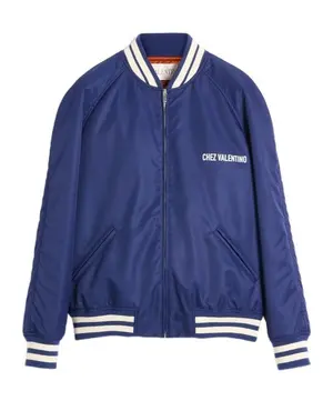 Valentino Garavani Logo Printed Zip-up Jacket - Blue