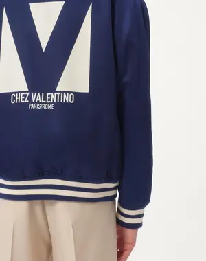 Valentino Garavani Logo Printed Zip-up Jacket - Blue