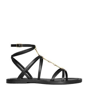 Celine Olymipa Strappy Jewel Sandals In Calfskin - Black