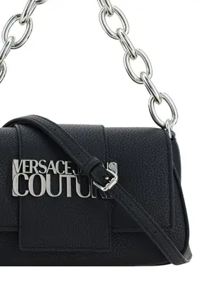 Versace Logo Plaque Chain Handle Shoulder Bag