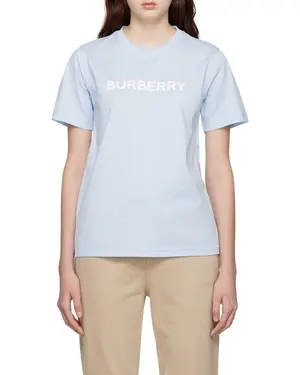 Burberry Logo Print Cotton T-shirt - Blue