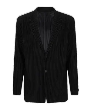 Issey Miyake Homme Plissé Single Breasted Pleated Jacket - Black