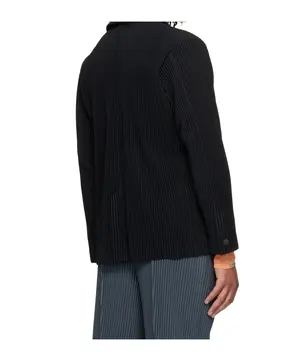 Issey Miyake Homme Plissé Single Breasted Pleated Jacket - Black