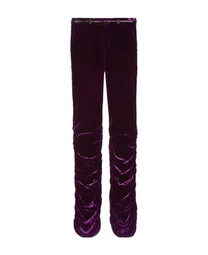 Gucci Horsebit Belted Velvet Pants - Purple
