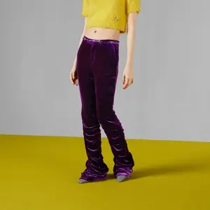 Gucci Horsebit Belted Velvet Pants - Purple