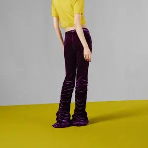 Gucci Horsebit Belted Velvet Pants - Purple