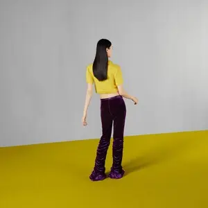 Gucci Horsebit Belted Velvet Pants - Purple