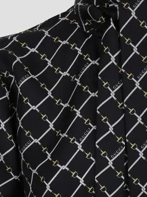Gucci Printed Long-sleeve Twill Dress