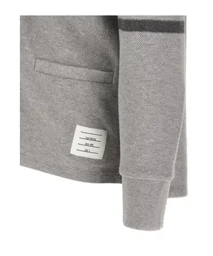 Thom Browne Bar Honeycomb Knit Cardigan - Gray