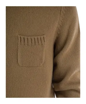 Fedeli Ribbed Turtleneck Knitwear With Chest Pocket - No