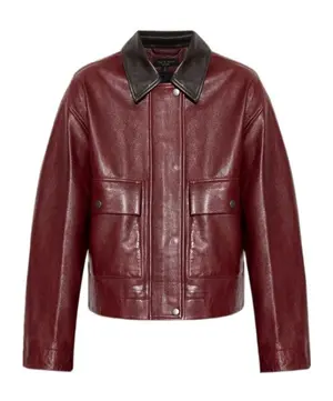 RAG  BONE Rag & Bone Leather Jacket With Lapel Collar