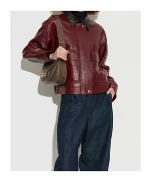 RAG  BONE Rag & Bone Leather Jacket With Lapel Collar