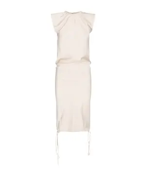 Attico Ruched Neck Drawstring Midi Dress