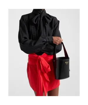 Prada Marocain Shirt With Scarf Collar - Black