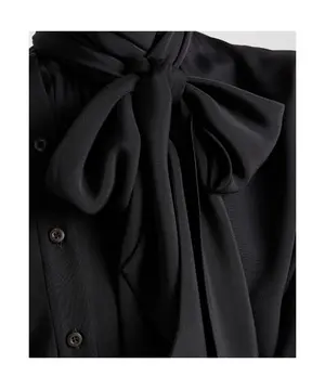 Prada Marocain Shirt With Scarf Collar - Black