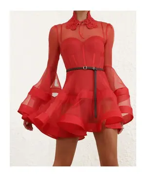 Zimmermann Rebellion Lantern Lace-collar Layered Mini Dress