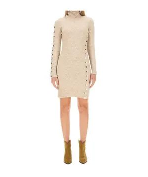 Isabel Marant Étoile Turtleneck Knitted Mini Dress With Snap Details