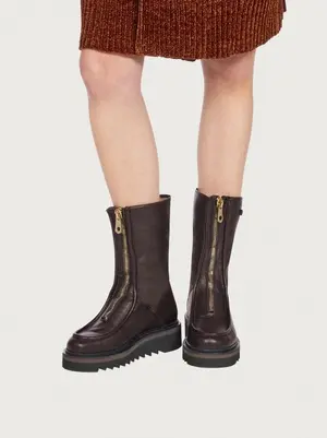 FERRAGAMO Gancini-plaque Zipped Ankle Boots