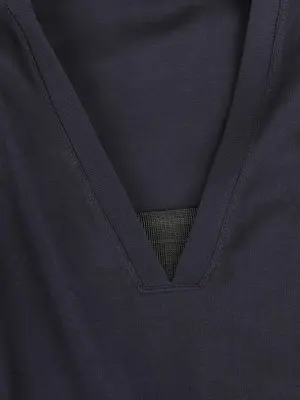 Brunello Cucinelli Ribbed Hem V-neck Sleeveless Top - Black