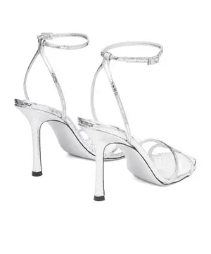 JIMMY CHOO Leo Ankle Strap Stiletto Sandals - Silver